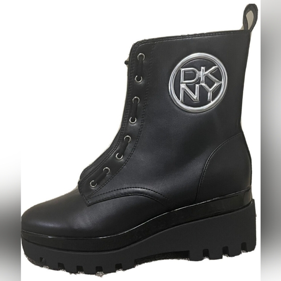 Dkny | Shoes | New Dkny Front Zip Platformpointy Wedge Womens Combat ...